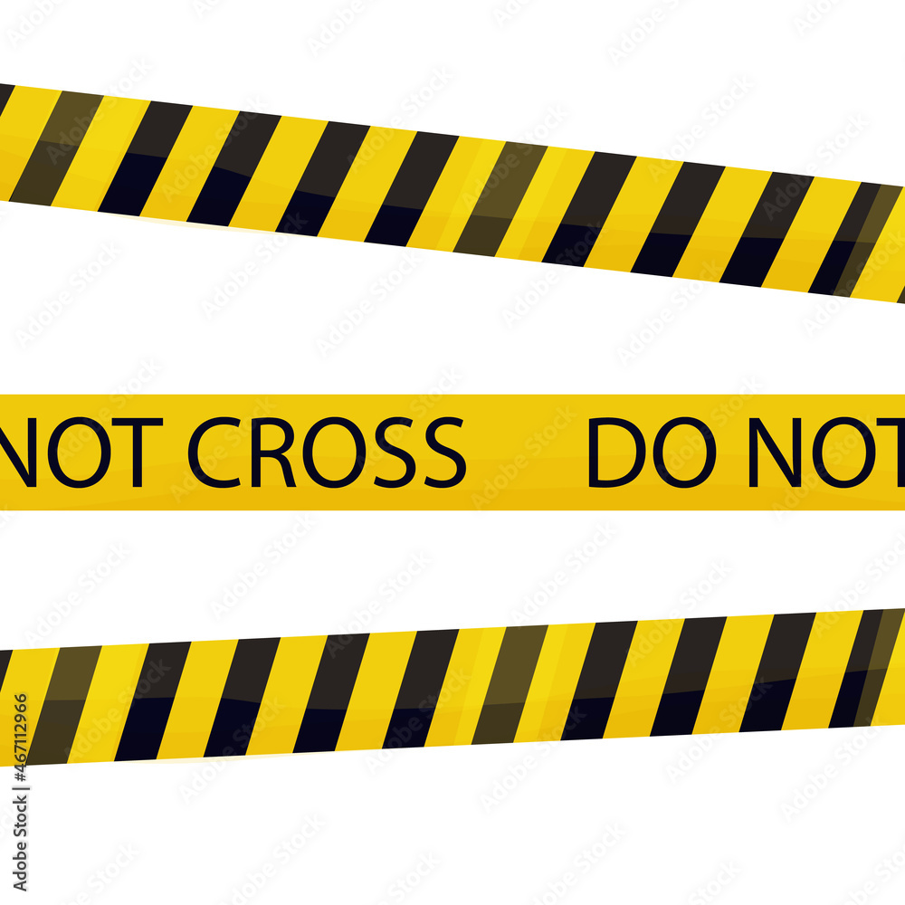 Barricade tape, warning yellow line with stripes, do not cross in ...