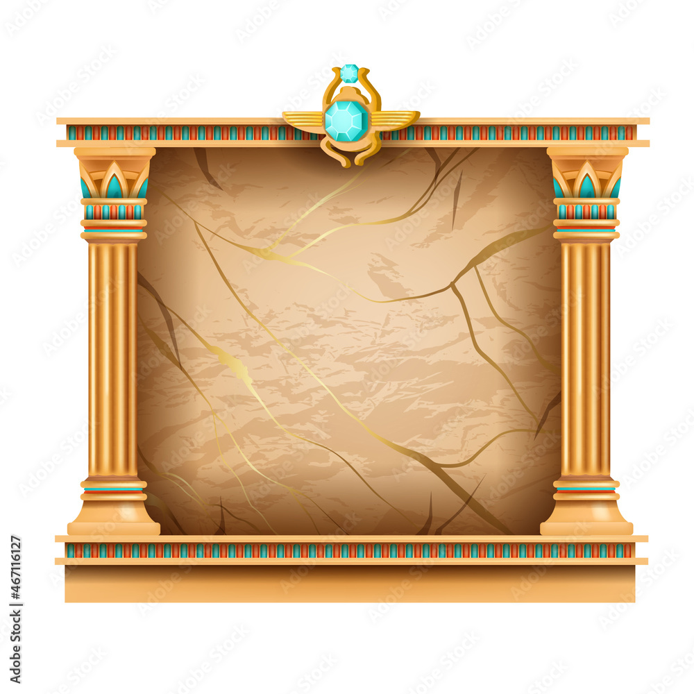 Egypt game frame vector illustration, ancient UI medieval background ...