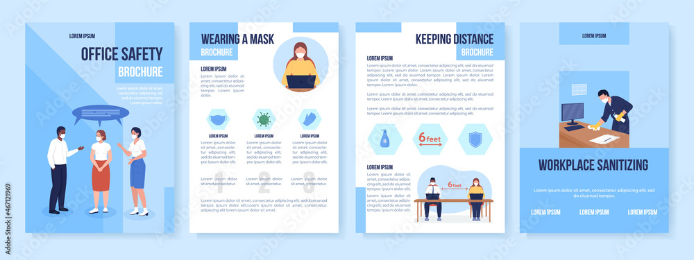 After covid office safety flat vector brochure template. Flyer, booklet ...