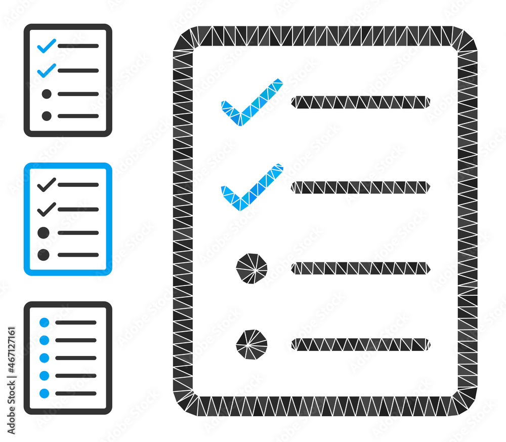 Low-poly checklist page icon, and similar icons. Polygonal checklist ...