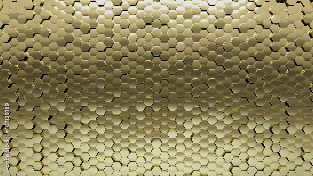Polished, Hexagonal Wall background with tiles. Gold, tile Wallpaper ...