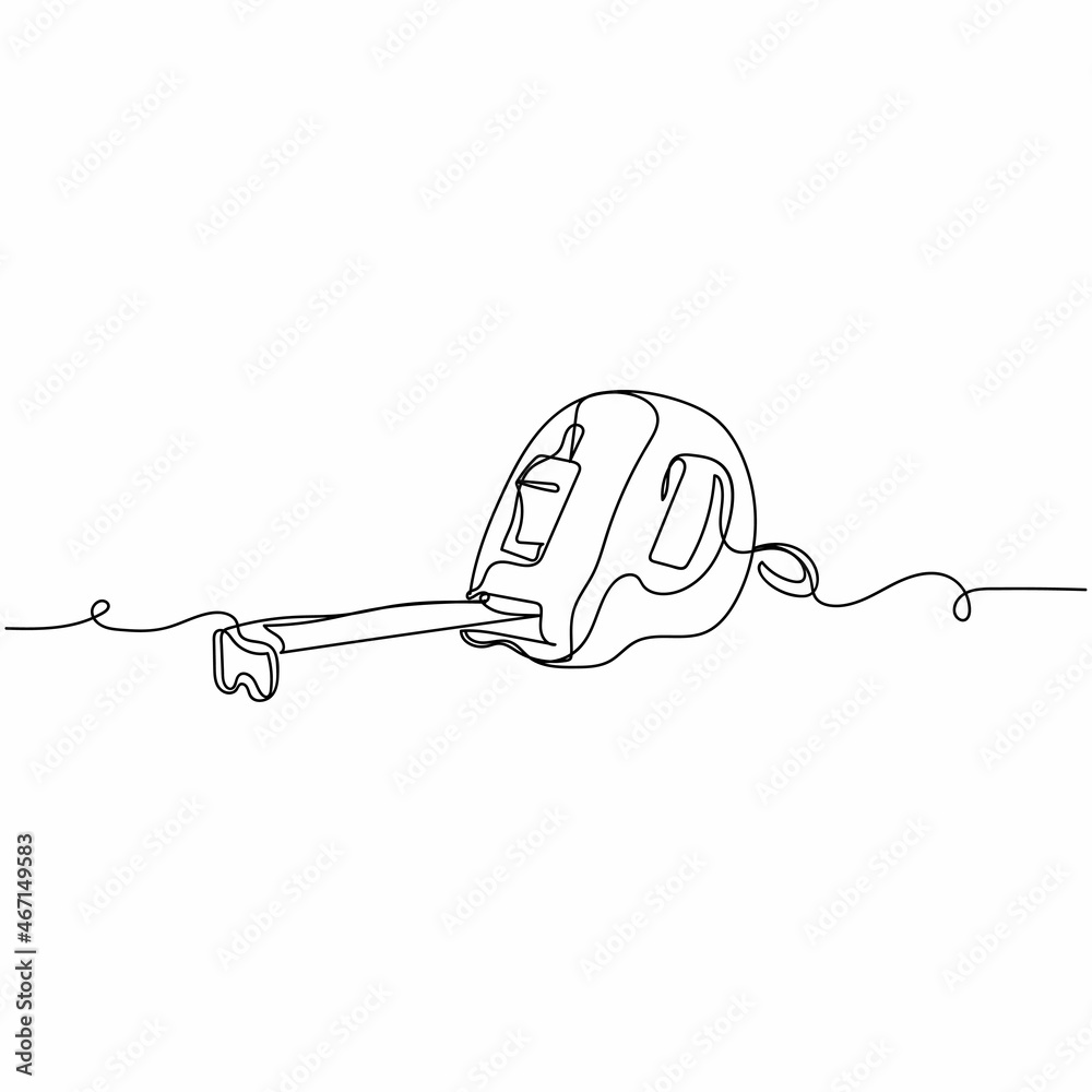 Vector continuous one single line drawing icon of tape measure in ...