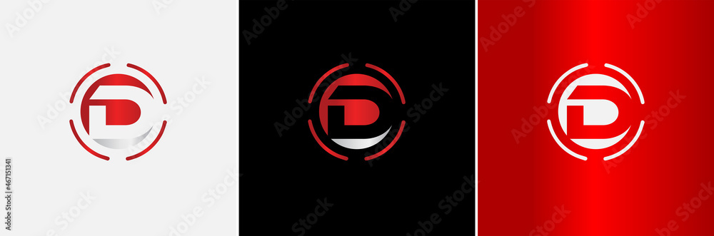 Silver Metallic Red D Logo Creative Modern Minimal Alphabet Initial ...