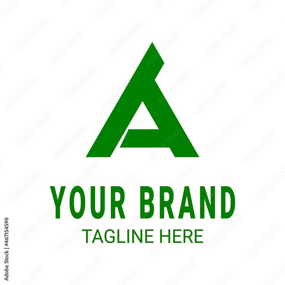 Vector illustration of letter "A" in green color. A simple logo for a ...