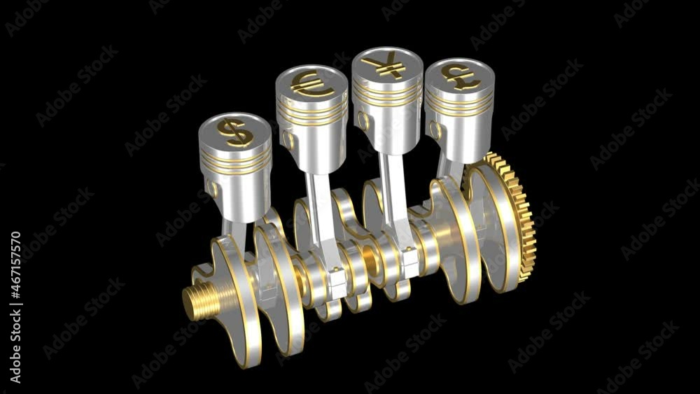 Concept: The foreign exchange market. The silver engine with a gold ...