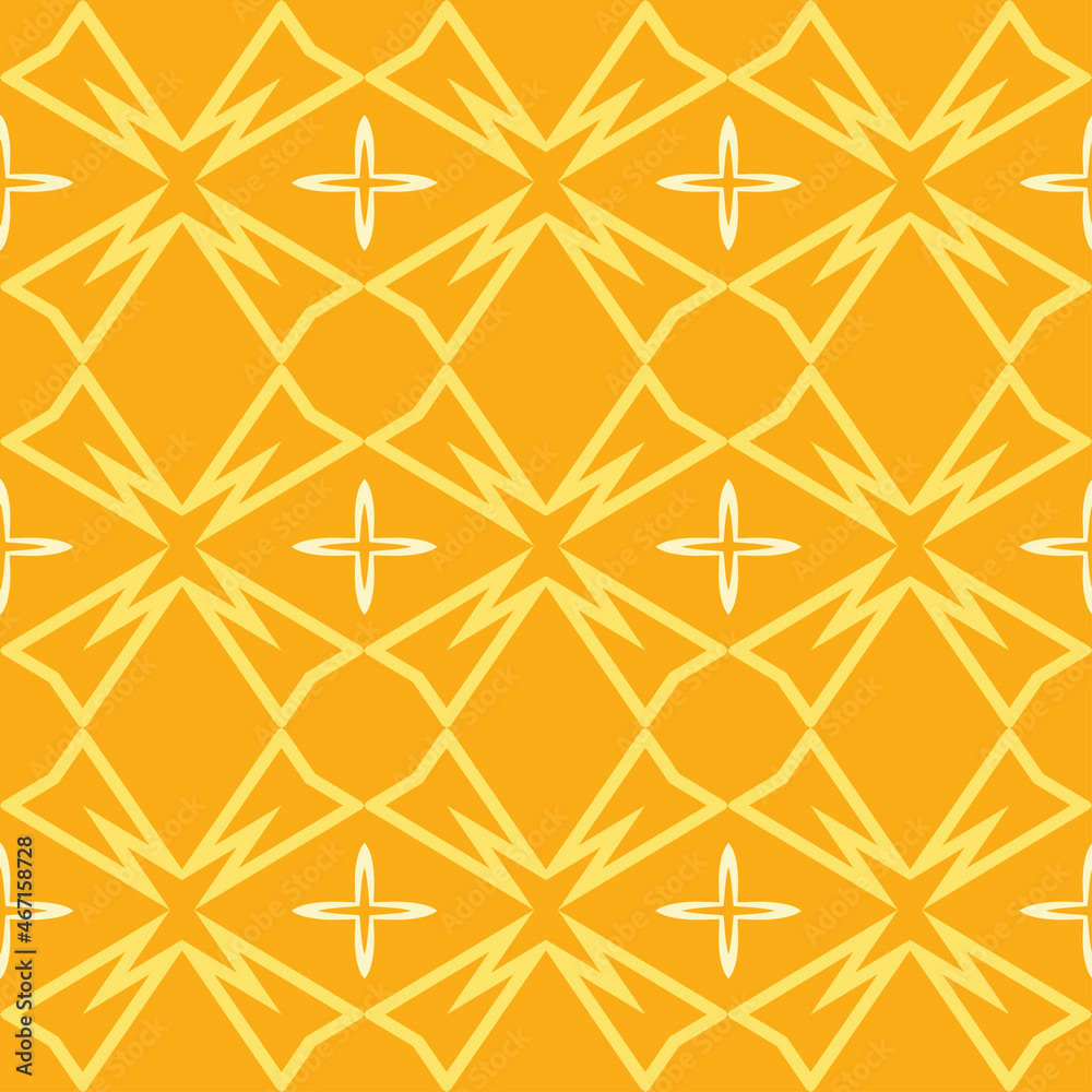 Bright background pattern with geometric yellow ornament on orange ...