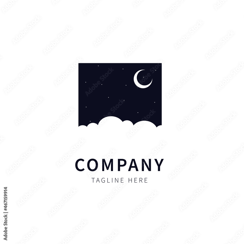 Dream night logo studios. with moon and beautiful dark sky. vector logo ...