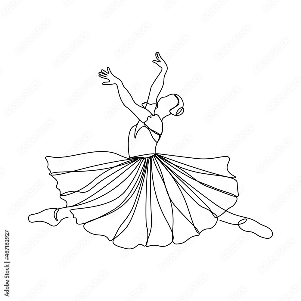 Vector illustration. Ballet. Ballet dancer. Dance. Drawing with one ...
