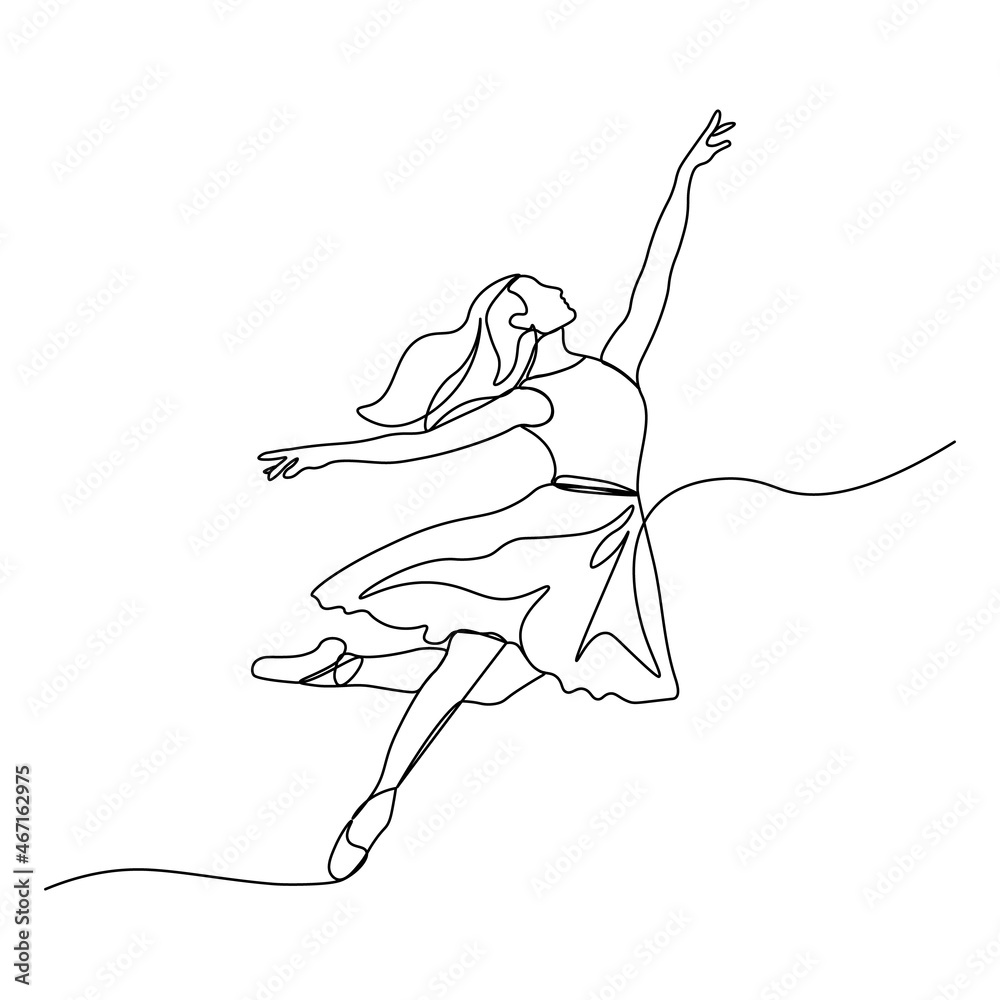 Vector illustration. Ballet. Ballet dancer. Dance. Drawing with one ...