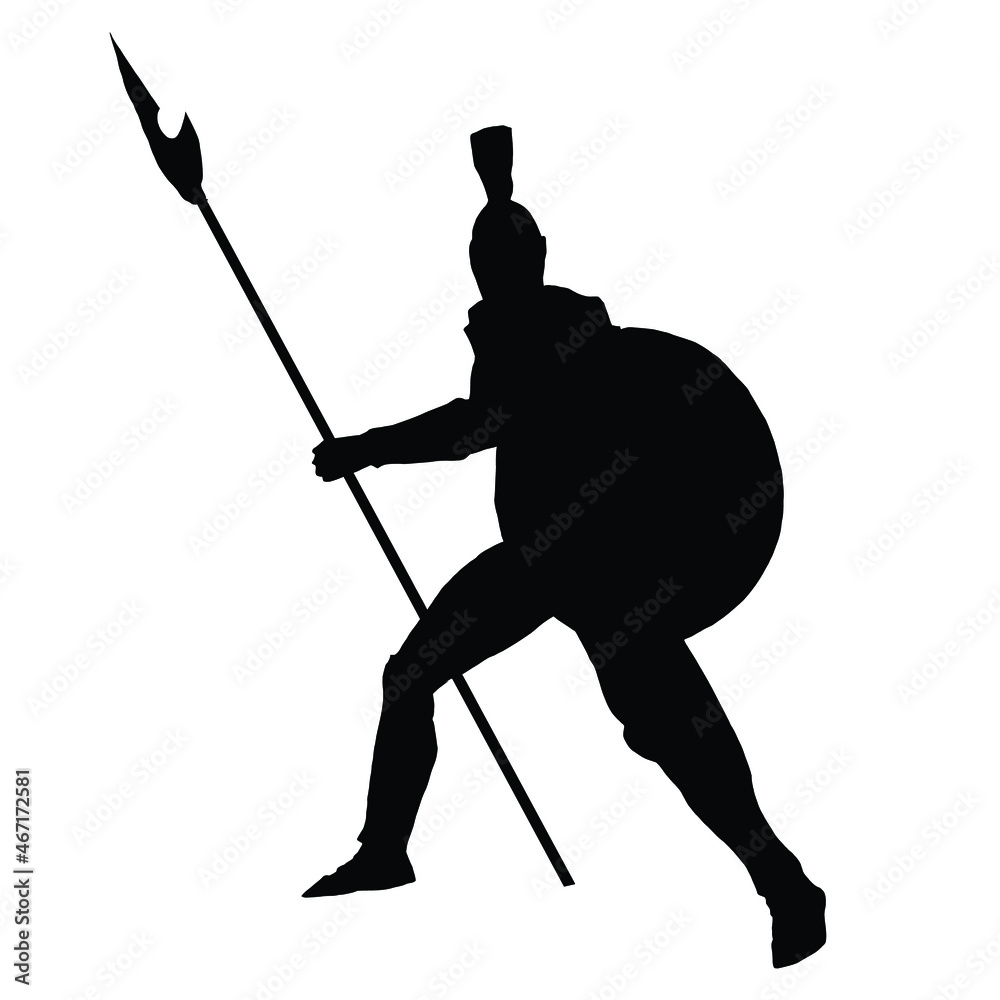 drawing of a vector black silhouette on a white background. a Greek ...