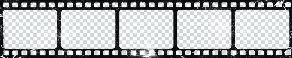 Grunge film strips collection on transparent background. Old retro ...