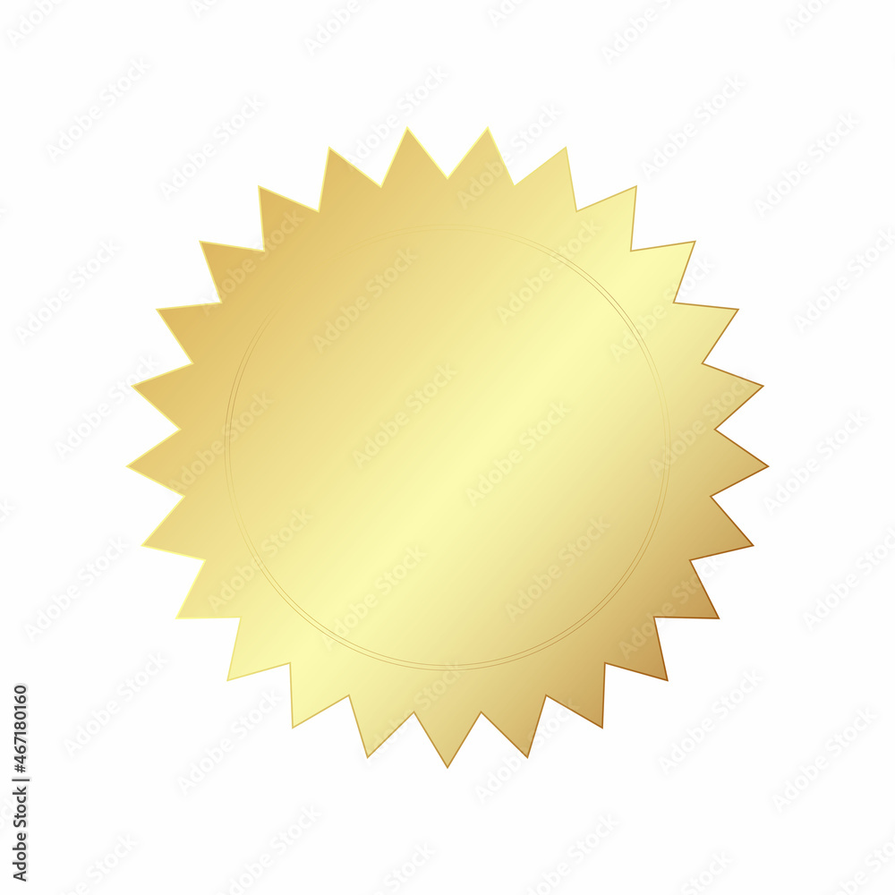 Gold badge in the form of a multi-pointed gold star with a circle in ...