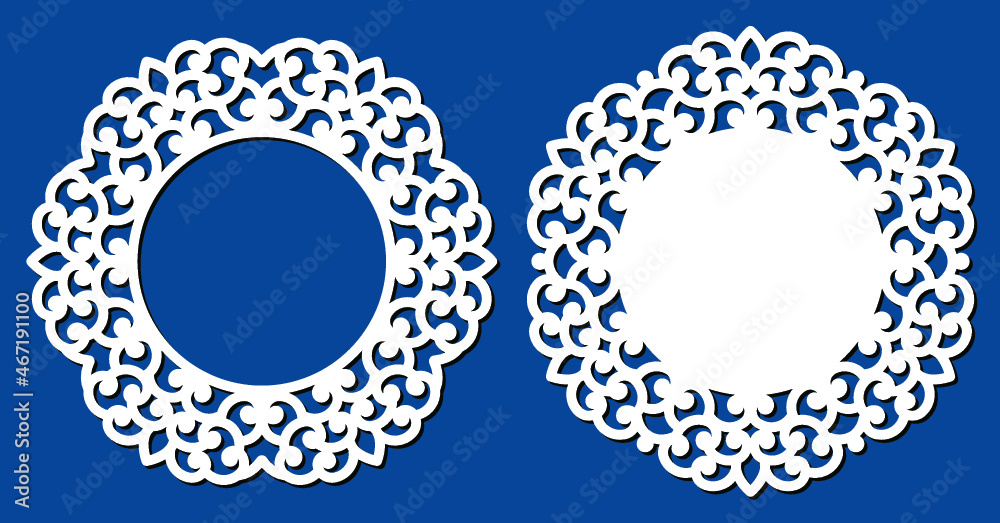 Photo frame with lace corners for paper or wood cutting. Laser cut ...