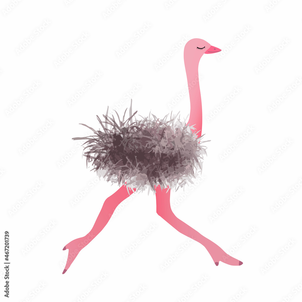 Ostrich running. Vector illustration for printing, backgrounds ...