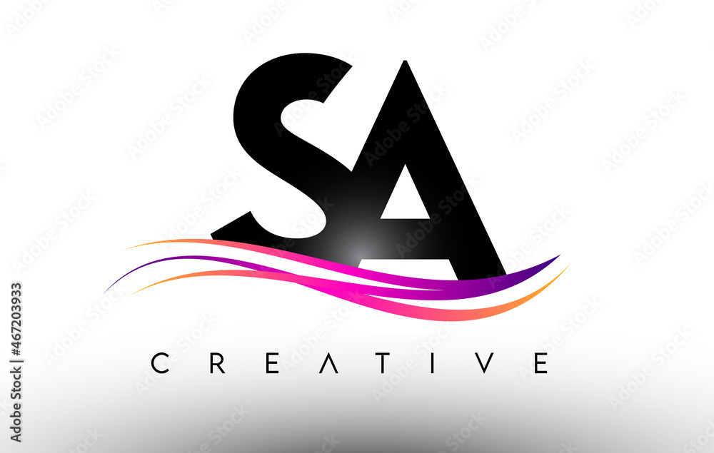 SA Logo Letter Design Icon. SA Letters with Colorful Creative Swoosh ...