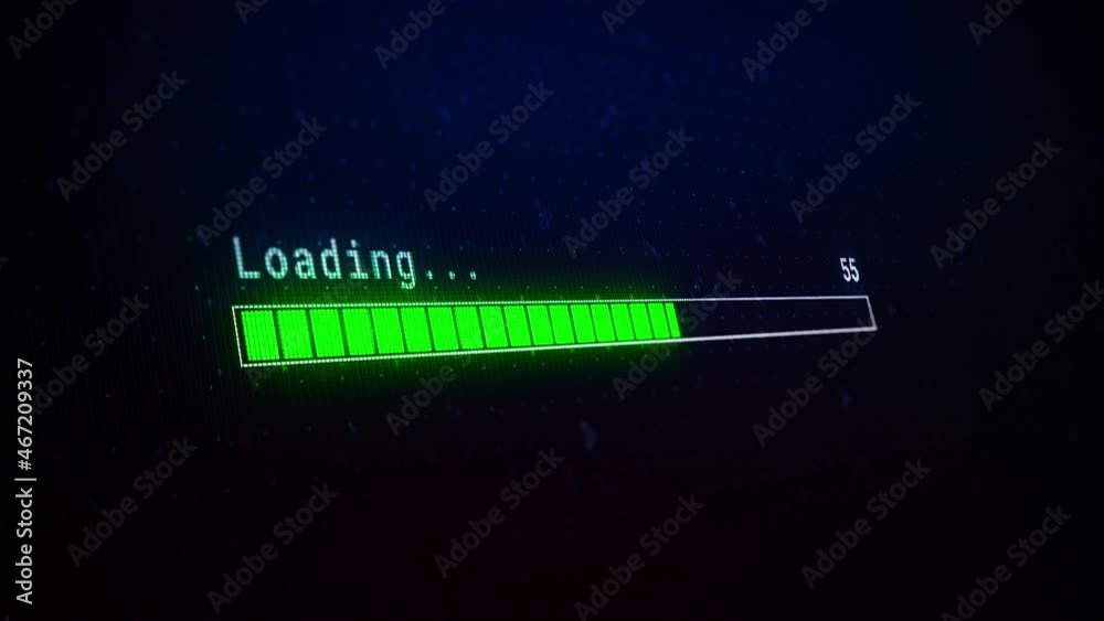 Green Loading progress bar downloading barloading screen pixelated progress animation. Status ...
