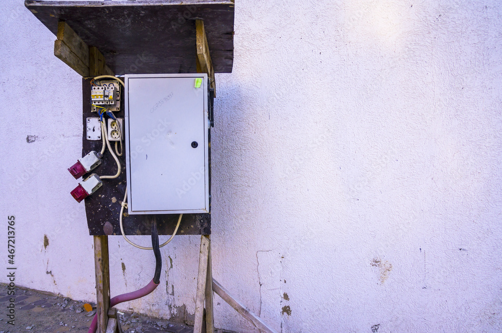 Control panel with circuit-breakers. switchboard voltage on a street ...