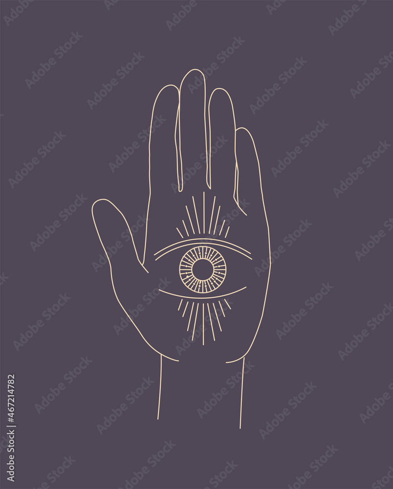 Hand and eye. Vector illustration of mystical hands Esoteric, spiritual ...