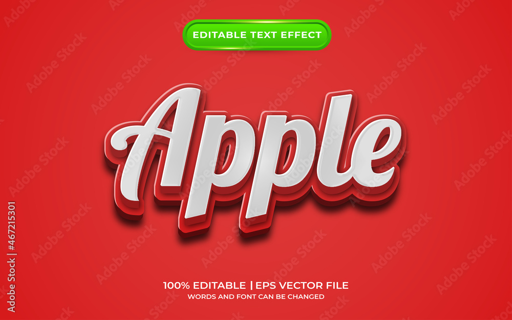Apple text effect Stock Vector | Adobe Stock