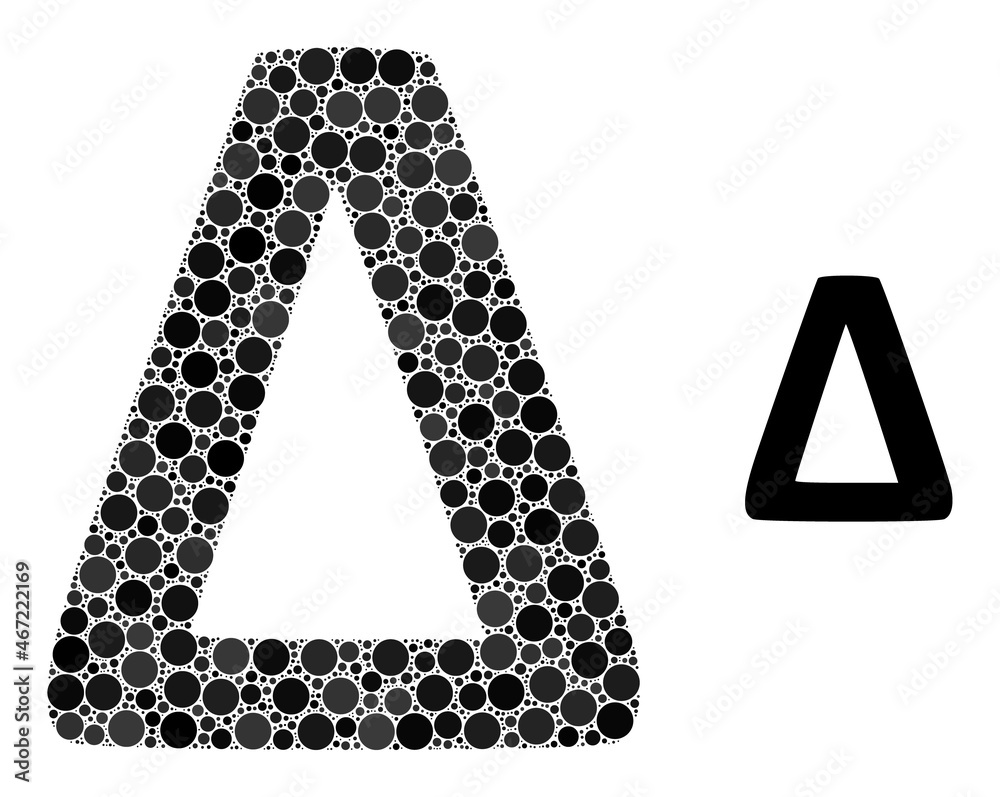 Delta Greek symbol vector composition of round dots in different sizes ...