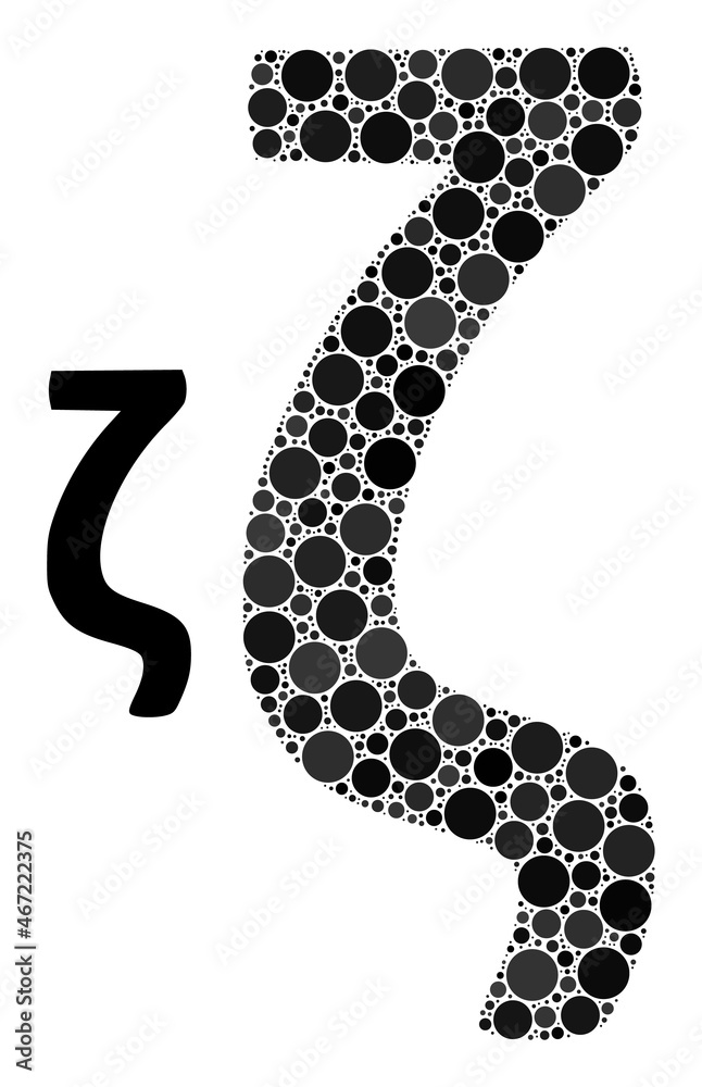Zeta Greek lowercase symbol vector collage of circle dots in different ...