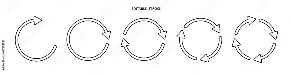 Set of circle arrow vector icons. Recycling icon. Circular vector ...