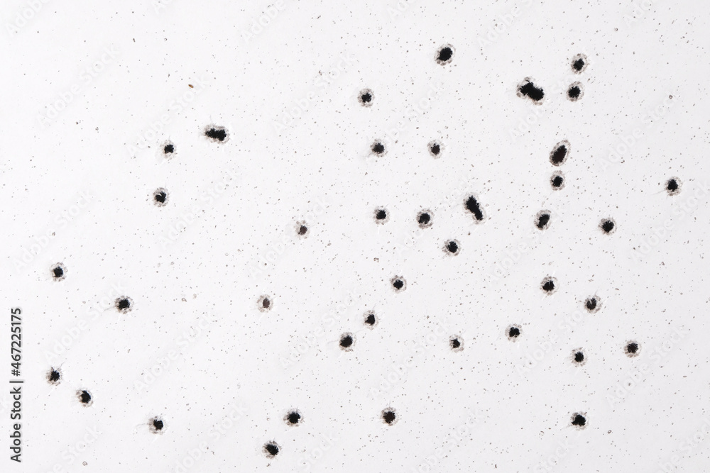 Bullet holes on a sheet of paper Stock Photo | Adobe Stock