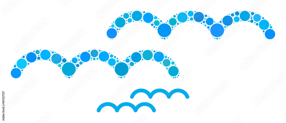 Water surface vector collage of round dots in different sizes and color ...