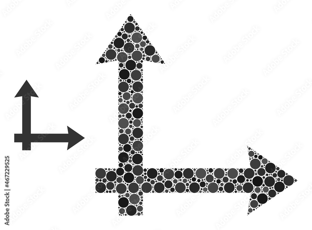 Coordinate system vector composition of circle dots in variable sizes ...