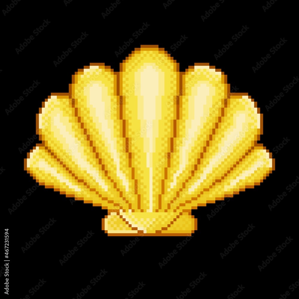 Shell icon pixel art. Clam pixel art. Vector illustration. Stock Vector ...