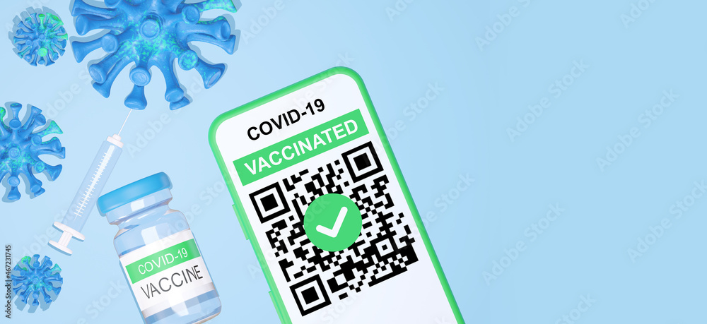 Qr code with mobile phone. Covid-19 digital passport vaccine ...