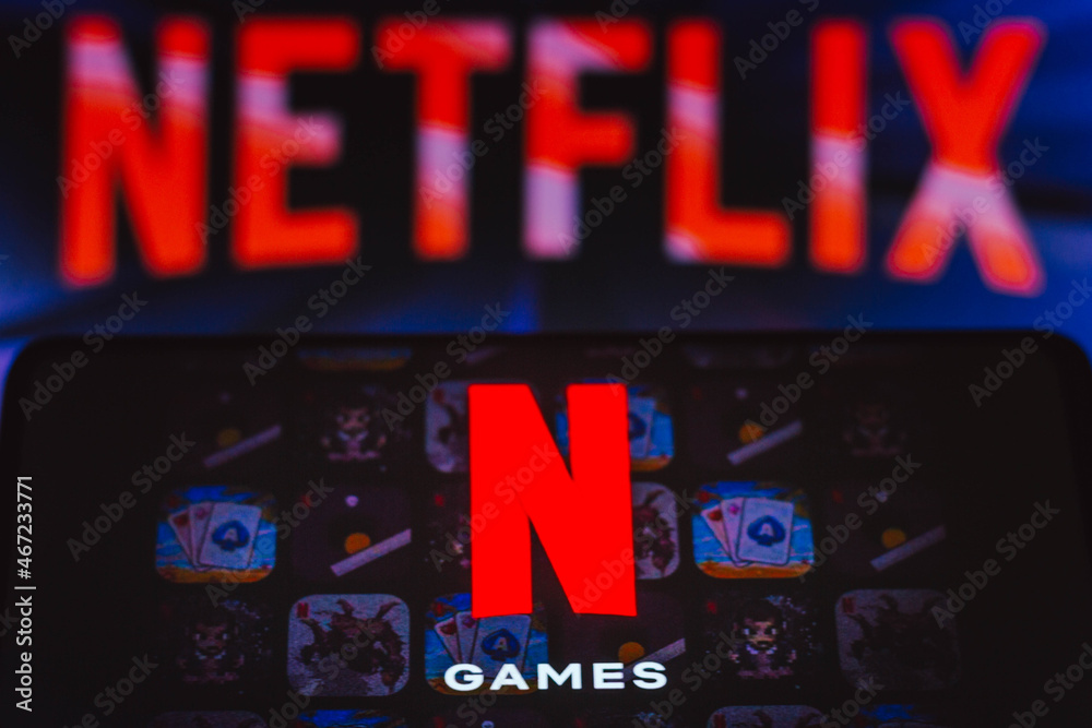 November 4, 2021, Brazil. In this photo illustration the Netflix Games ...