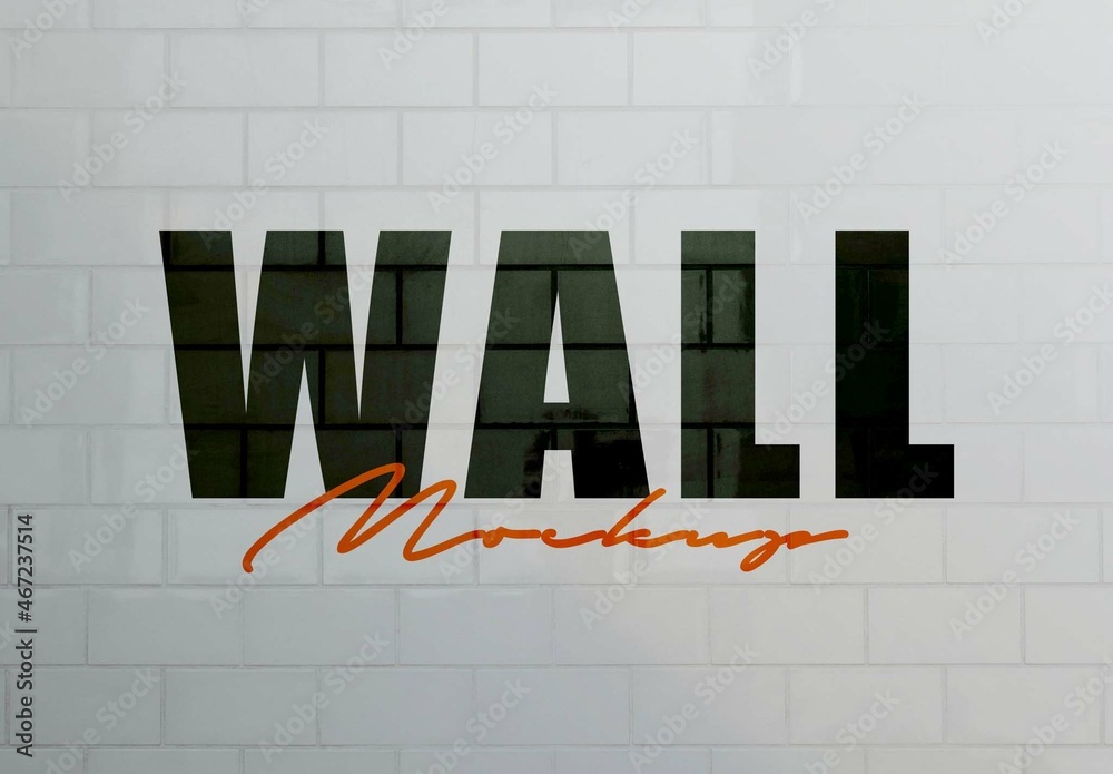 White Tile Wall Logo Mockup Stock Template | Adobe Stock