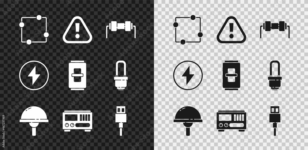 Set Electric circuit scheme, Exclamation mark in triangle, Resistor ...