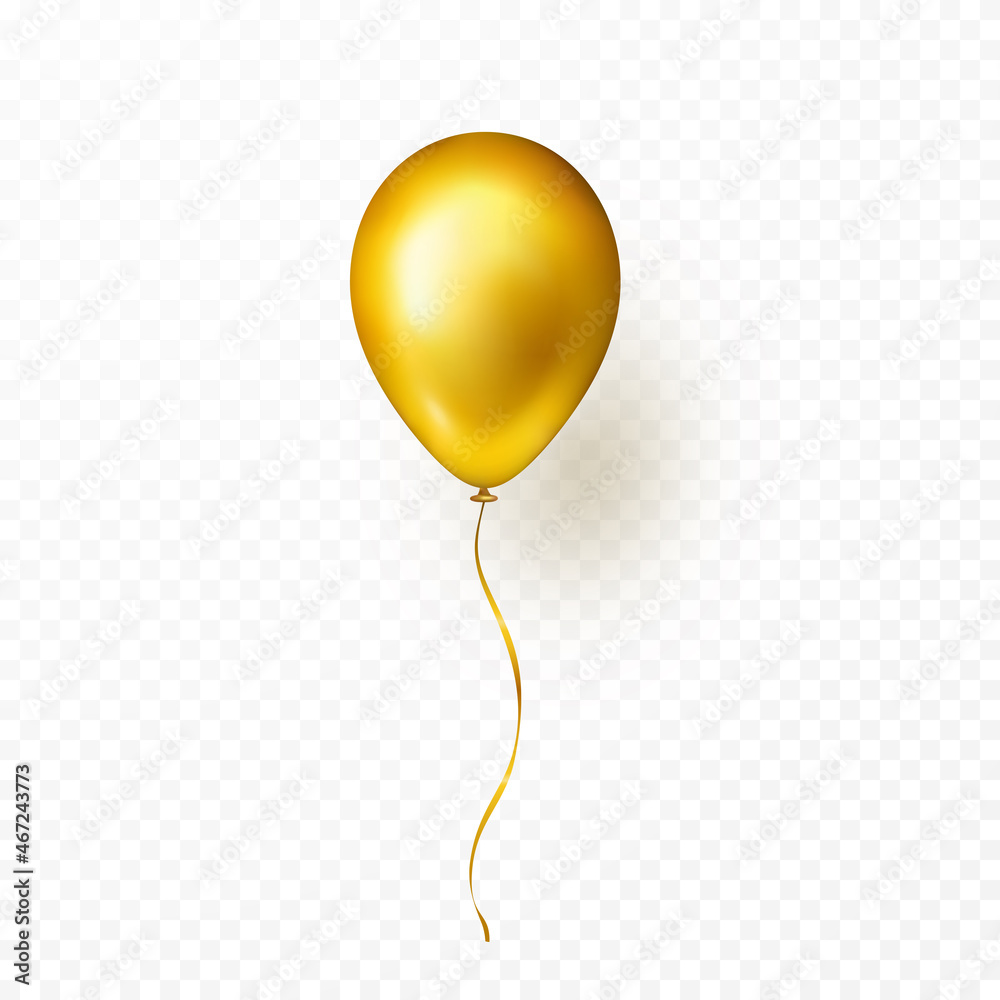 Gold balloon isolated on transparent background. Vector realistic ...