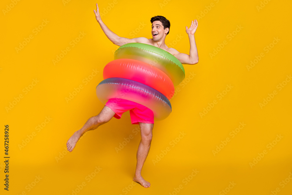 Full length body size view of attractive cheerful carefree guy wearing ...