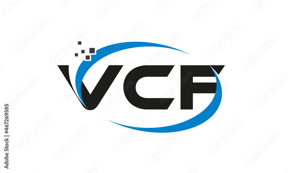 dots or points letter VCF technology logo designs concept vector ...