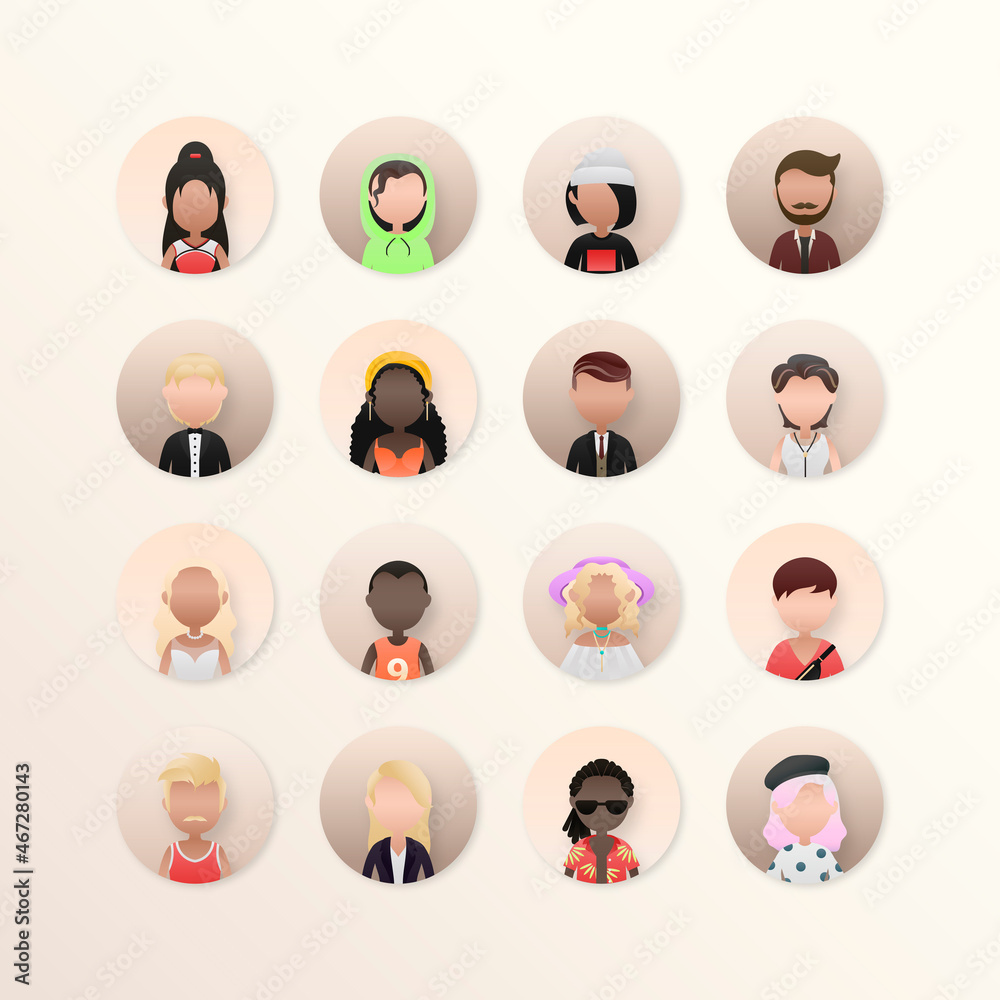 Set of diverse people avatars vector Stock Vector | Adobe Stock
