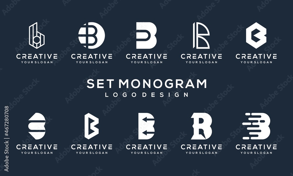 set bundle letter b logo design Stock Vector | Adobe Stock