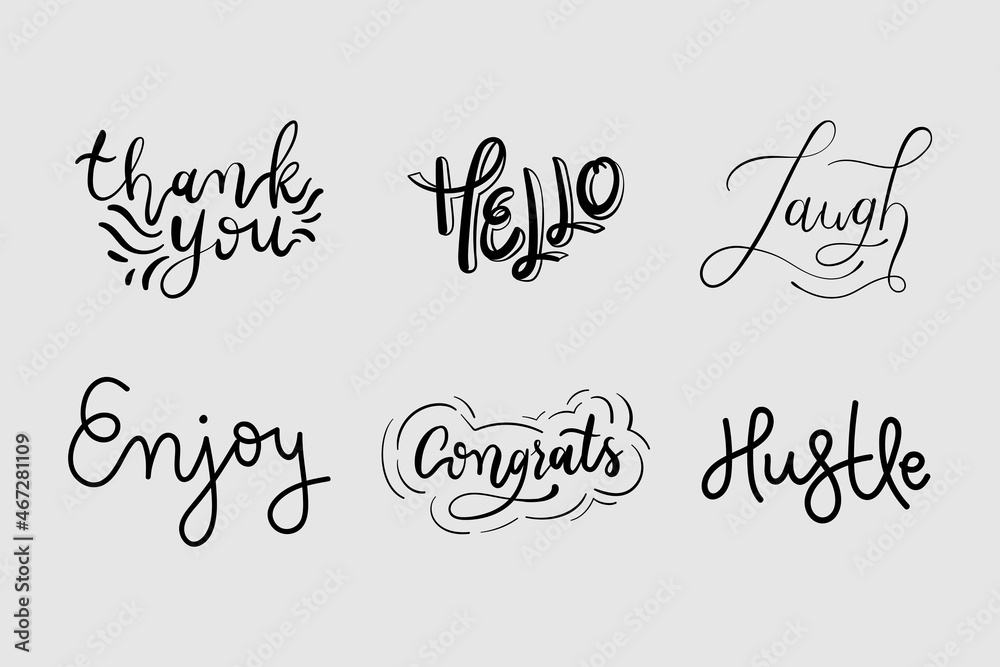 Vector cursive fun words typography set Stock Vector | Adobe Stock