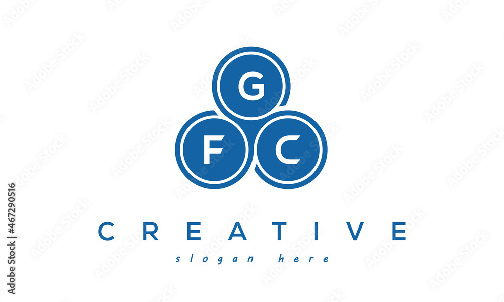 GFC creative circle three letters logo design with blue Stock Vector ...