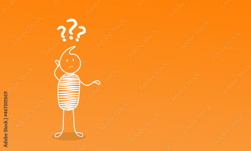 Confused Character with question mark over Head. Wondering cartoon ...