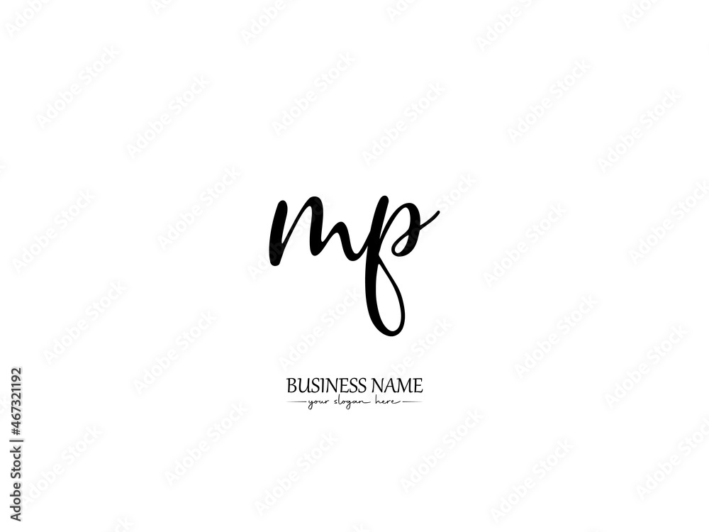 initial MP Logo, Signature MP m p Letter Logo Icon Vector Stock Stock ...