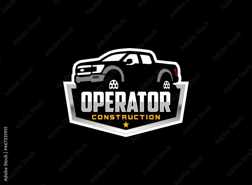 Truck logo vector for construction company. Vehicle equipment template ...