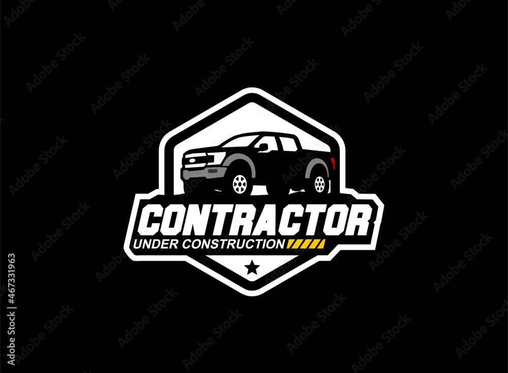 Truck logo vector for construction company. Vehicle equipment template ...