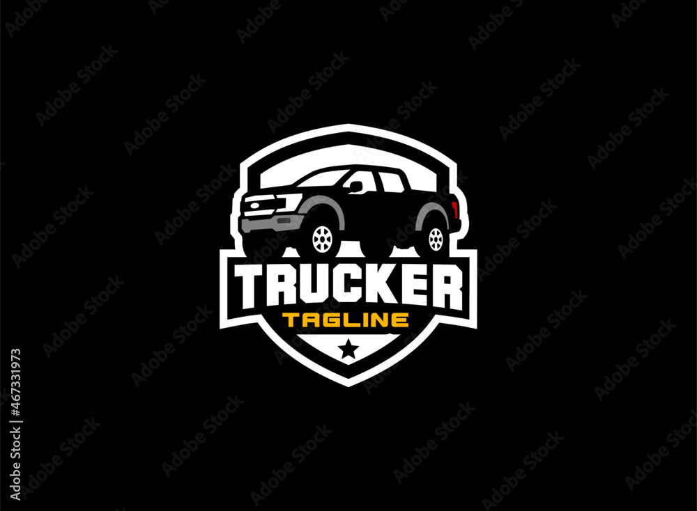 Truck logo vector for construction company. Vehicle equipment template ...