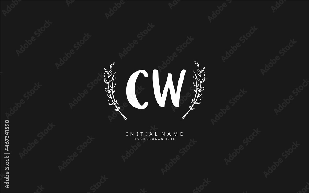 C W CW logo, Initial lettering handwriting or handwritten for identity ...