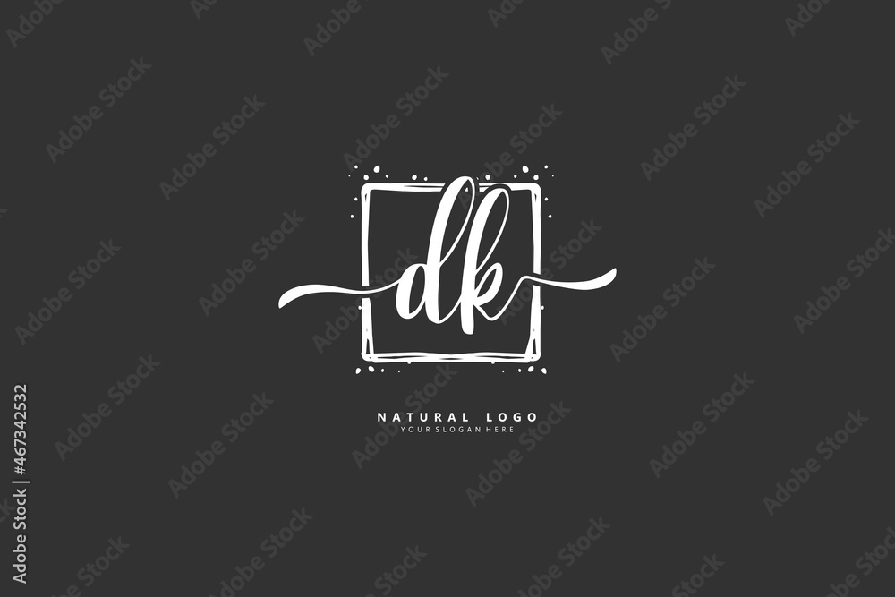 D K DK logo, Initial lettering handwriting or handwritten for identity ...