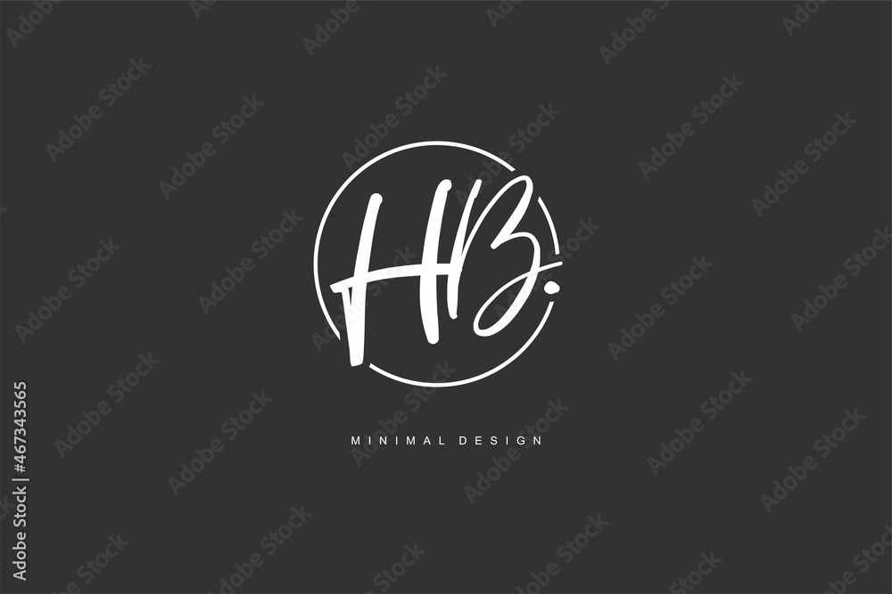 H B HB logo, Initial lettering handwriting or handwritten for identity ...