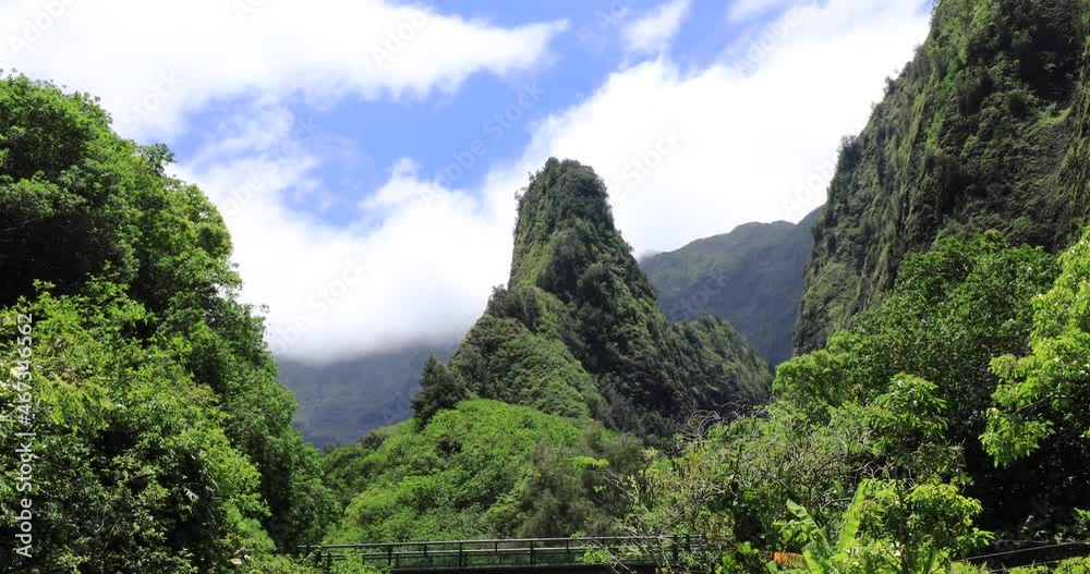 Bottom to top tilt pan of the Lao Needle which is a famous landmark in ...